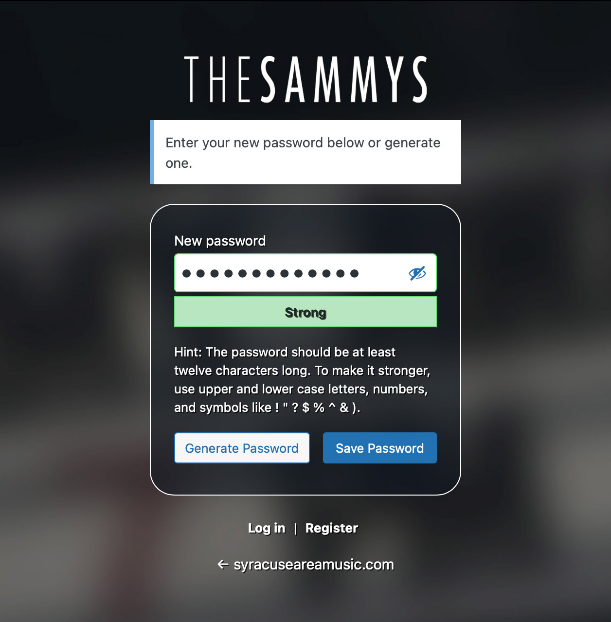 Help: Registration, Login and Password Reset – Syracuse Area Music Awards